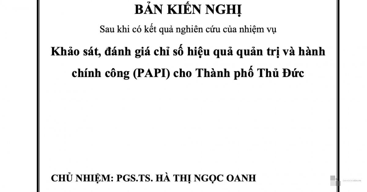 ĐẠI HỌC SỐ EDU VN - Bản kiến nghị Khảo sát, đánh giá chỉ số hiệu quả ...